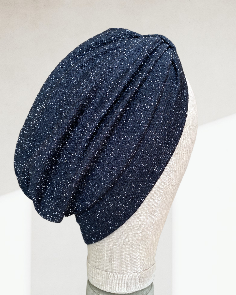 Navy silver classic turban – Veraa London