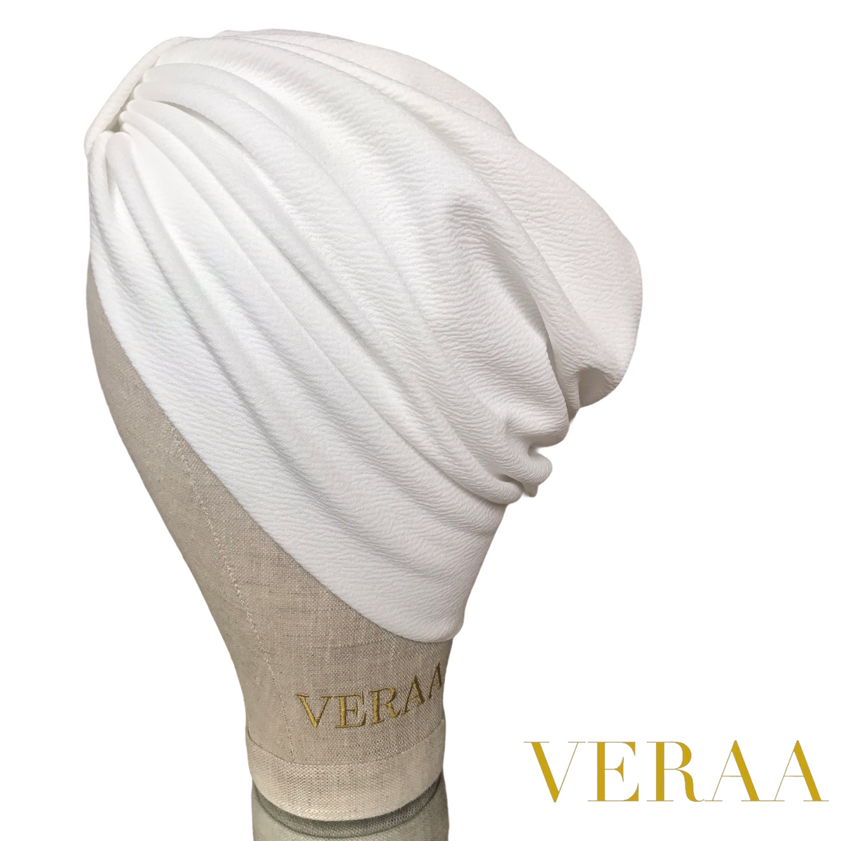 White texture jersey turban – Veraa London